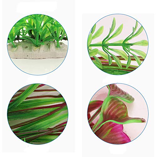 QUMY Large Aquarium Plants Artificial Plastic Fish Tank Plants Decoration Ornament for All Fish (A-Red)
