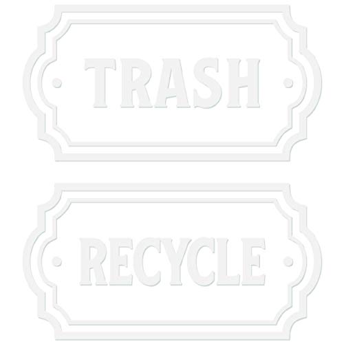 Recycle and Trash Elegant Decal to Organize Trash cans or Garbage containers and Walls - Premium Cut Vinyl (XSmall, White Matte-R)