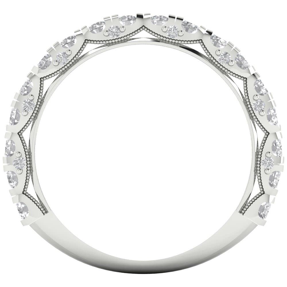 3.13 ct Round Cut Clear Simulated Diamond 14k White Gold Eternity Wedding Engagement Promise anniversary Band Sz 3.5