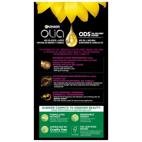 Garnier Hair Color Olia Ammonia-Free Brilliant Color Oil-Rich Permanent Hair Dye, 2.11 Platinum Black, 1 Count (Packaging May Vary)