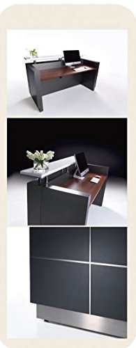 GW FURNITURE Modern Space Grey Reception Desk(63") with Quartz Stone Counter TOP