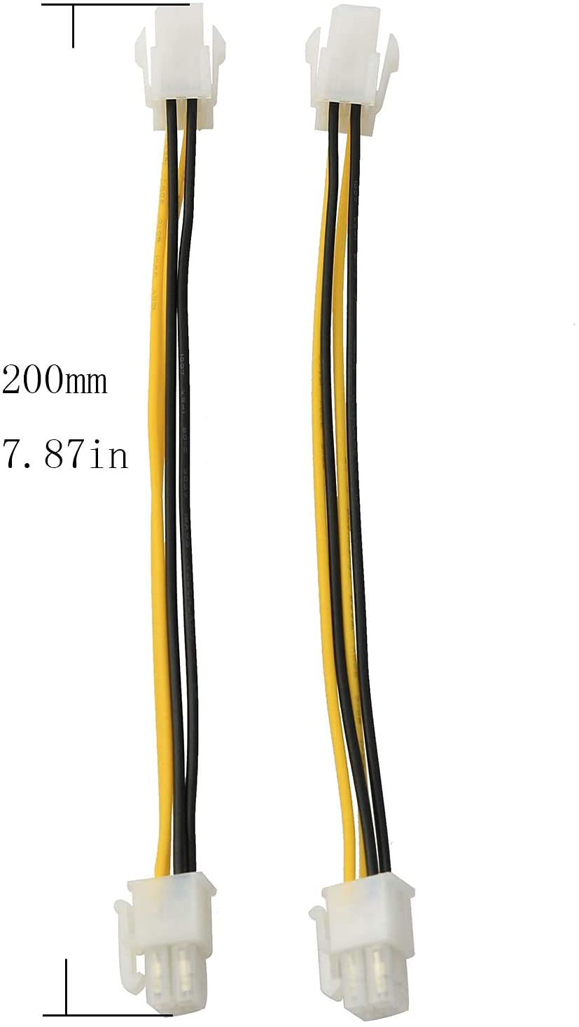 Longdex ATX Plug CPU Power Adapter Cable 4PCS 8Inch 4-Pin ATX Male to 4-Pin ATX Female 12V Motherboard Power Extension Cable