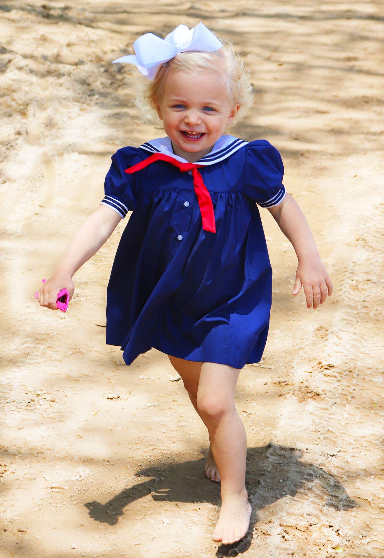 Petit Ami Toddler Girls' Nautical Dress with Collar, 2T, Navy