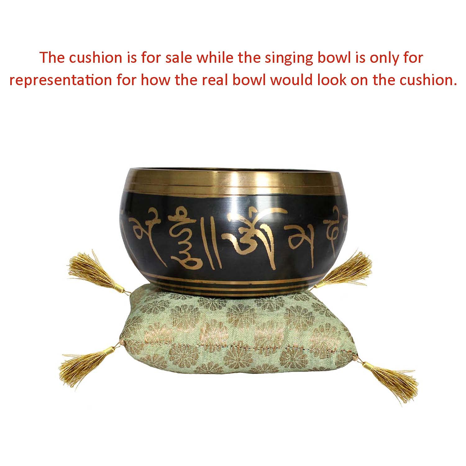 Cushion for Tibetan Singing Bowl Handmade Square Cushions Brocade Art Silk Home Decor Jewelry Display Pillow (4" x 4" Inch, Mint Green)