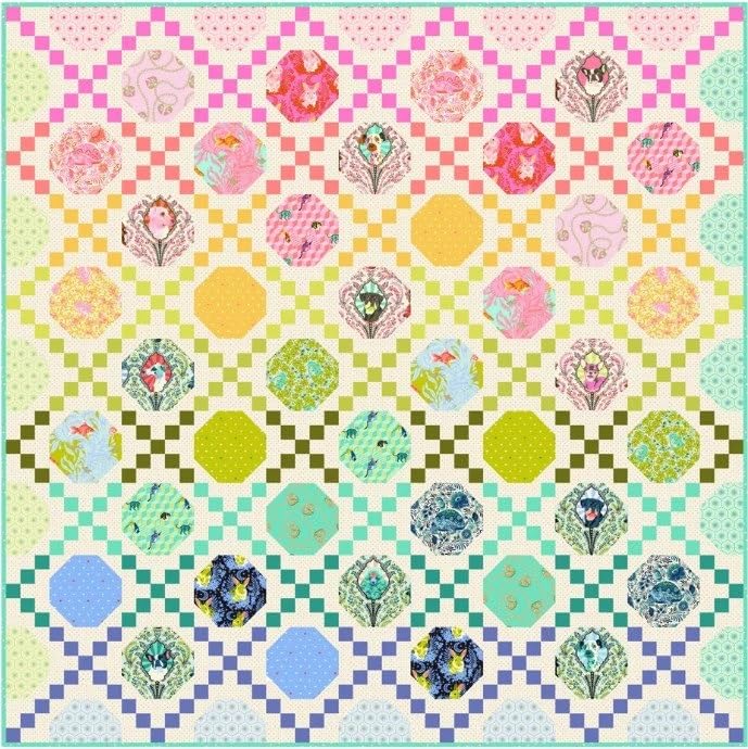 Tula Pink for Free Spirit Besties Hop to It W/Metallic Gold, Fabric by The Yard (Bluebell)