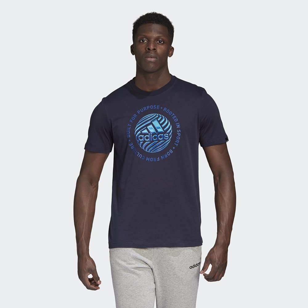 adidas mens Hyperreal Circled Slogan Tee Ink Medium