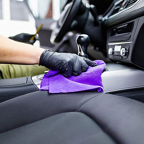 Basic Disposable Medical Synmax Vinyl Exam Gloves- 4 mil Safty Glove 1000pcs - Latex-Free & Powder-Free - SGBE 8003, Large (Case of 1000, Black)