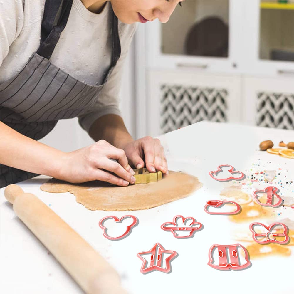 8 pcs Mouse Cookie Stamp, Cartoon Stamped Embossed Cookie Cutter Molds, Children's Baking Set, for Cookie Baking Supplies, Kids Birthday Party