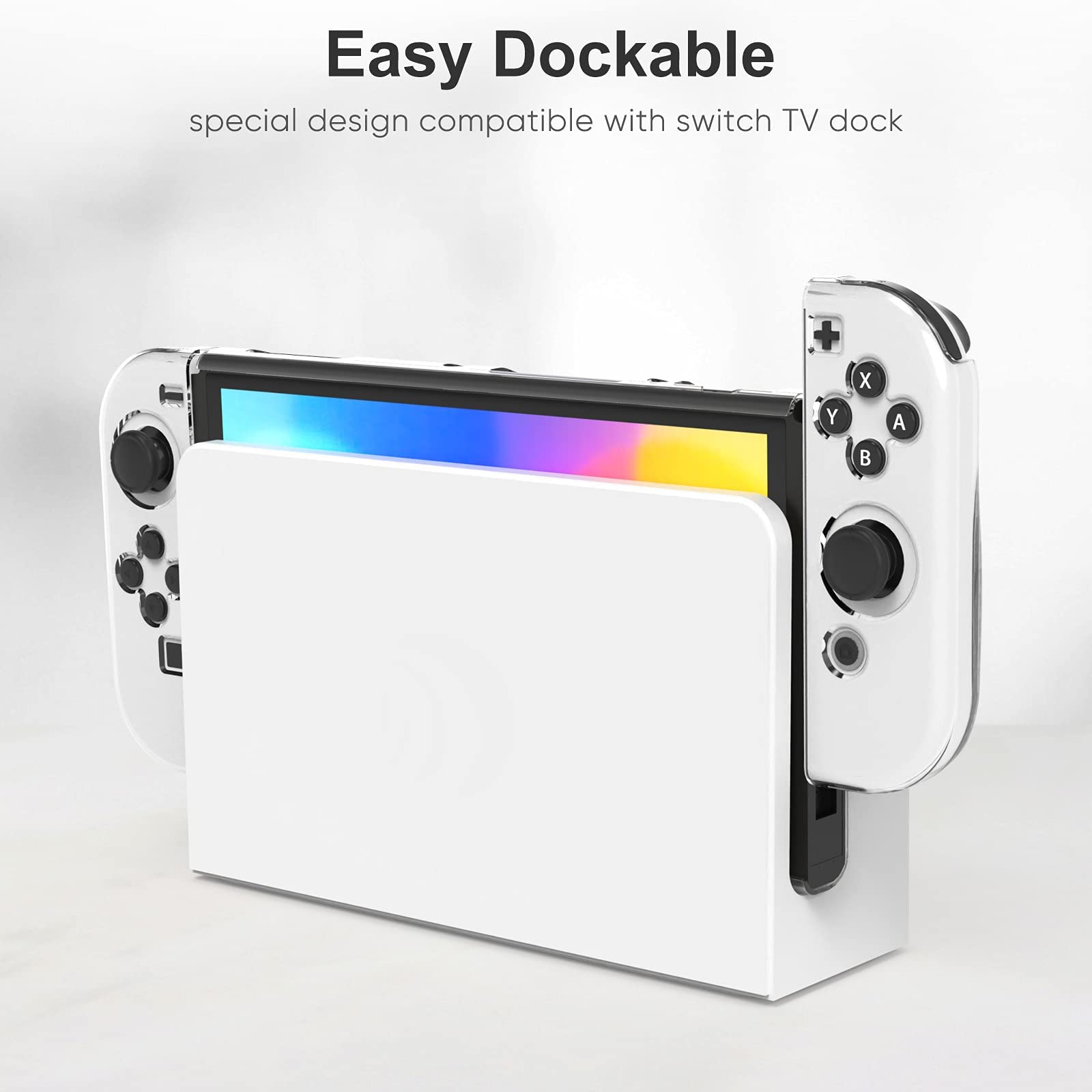 Accessories Bundle for Nintendo Switch OLED Model,Carrying Case with Card Slots,PC Protector Case for Console,TPU Cover for Joy Con,Tempered Glass Screen,Joystick Cap,Console Playstand for OLED