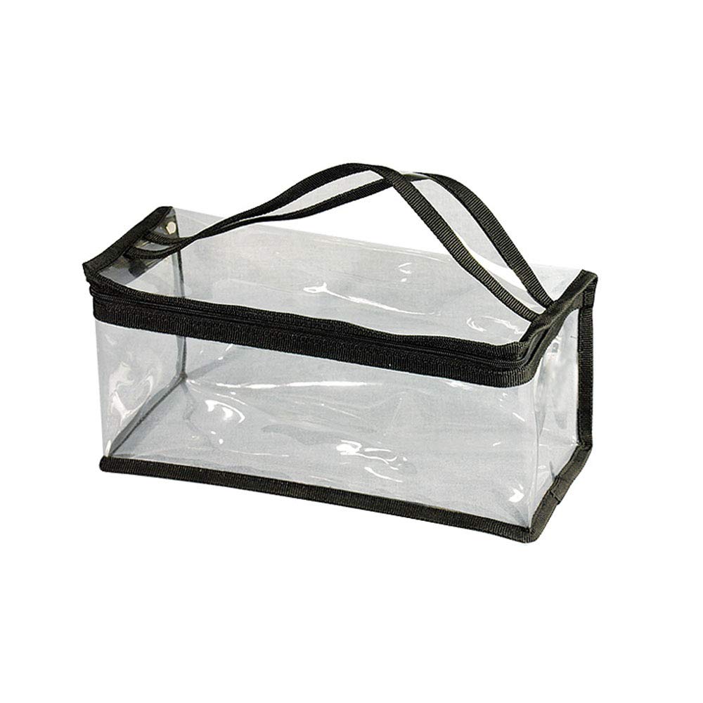 Jula Vance Small Rectangular Clear PVC Makeup Bag Make Up Artist Tool Organizer Pouch Bag Transparent Vinyl Cosmetic Bag Actor Bag with Handle