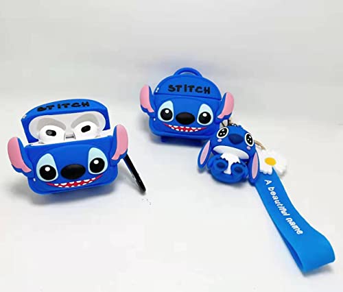 Airpods 3 Case Cover, Fashion Cool Cute Cartoon Character Stitch Backpack Case for AirPods 3rd Generation 2021 Durable Shockproof Wireless Earphone Silicone Case with Keychain for Airpod 3 Case