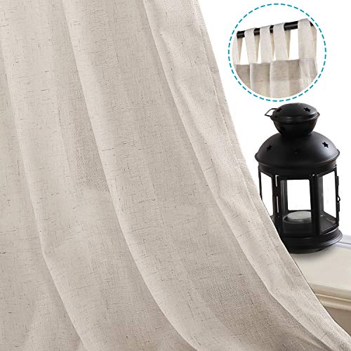 H.VERSAILTEX Elegant Natural Linen Blended Energy Efficient Light Filtering Curtains / Tab Top Curtains Window Treatments Panels / Drapes for Livingroom (Set of 2, 52in x 96in,Angora)