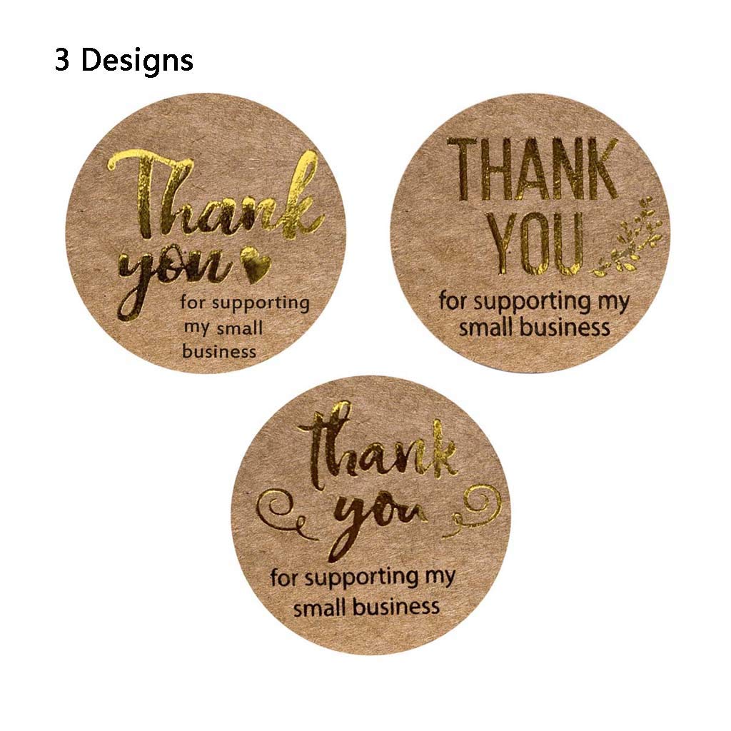 Vxkbiixxcs-o Stickers, 500 Pieces/roll Thank You for Supporting My Small Business Kraft Stickers Gold Foil