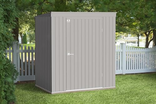 Arrow Shed Elite 6' x 4' Outdoor Lockable Steel Storage Shed Building with Pent Roof, Cool Grey