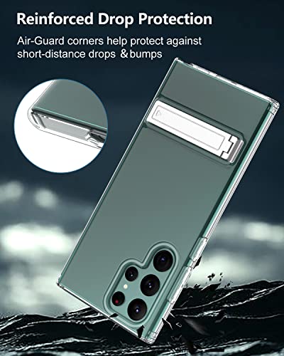Btscase for Samsung Galaxy S22 Ultra 5G Case, with Adjustable Metal Kickstand, Crystal Clear Soft Flexible TPU Slim Shockproof Drop Protective Girls Women Men Cover for Galaxy S22 Ultra 5G, Clear