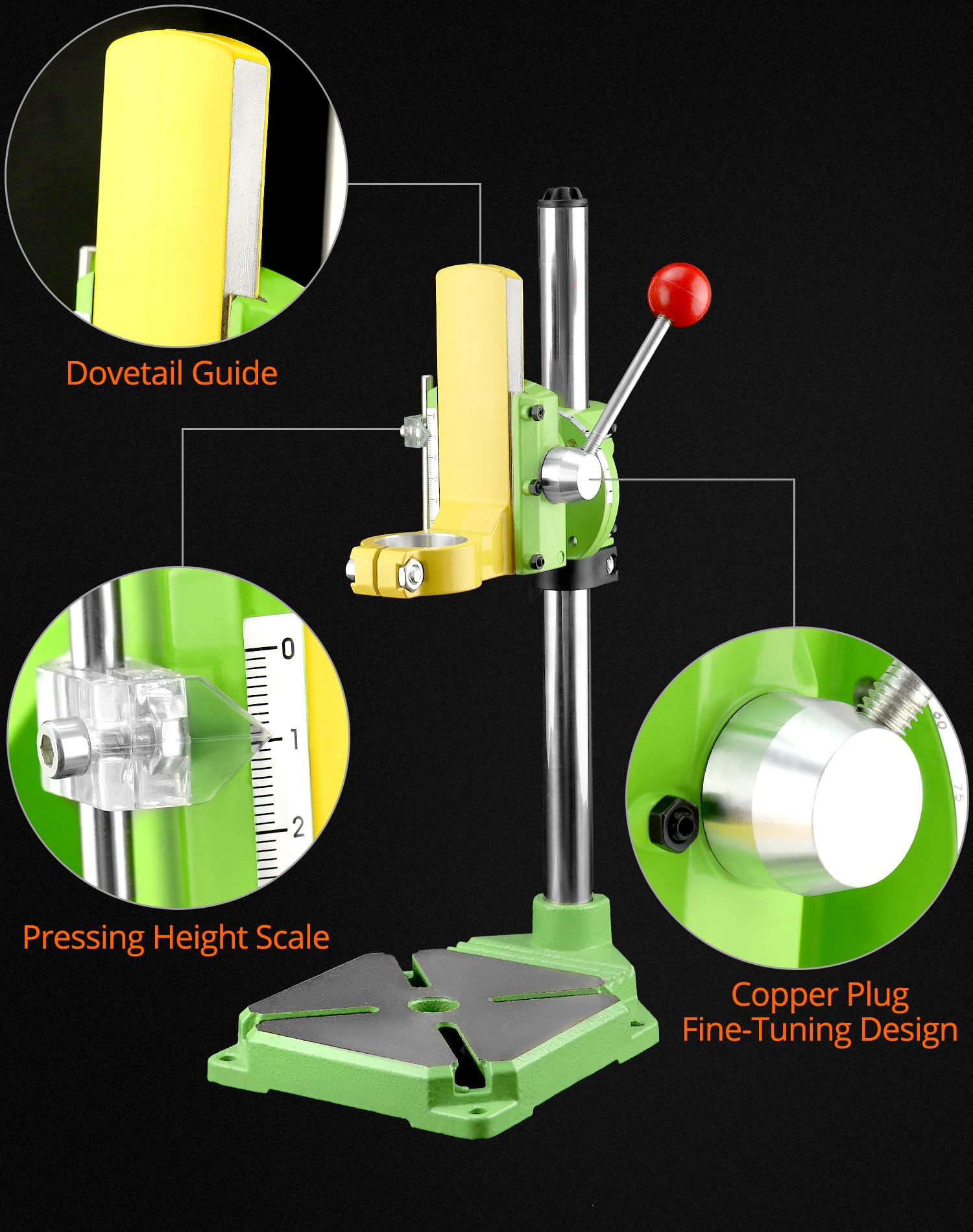 QWORK Drill Press Stand, Heavy Duty Floor Drilling Press/Rotary Tool Workstation,Table Top Drill Press 90° Rotating Fixed Frame for Drilling Collet, Drill Press Table, Drill Workbench Repair