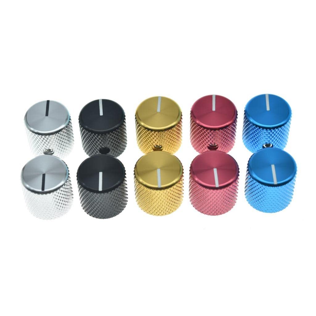 4pcs Aluminium Guitar/Bass Knobs Volume/Tone Control Knob 1/4" Metal Universal Potentiometer Pot Knobs with Set Screw and Indicator for Tele/Telecaster/P Bass Silver