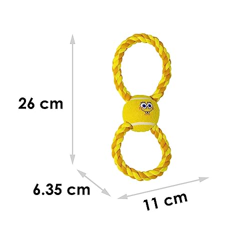Buckle-Down Pet Rope Toy - Spongebob Squarepants Face Smiling + Yellow/Gold Yellow Rope