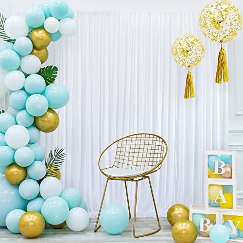 40ft×10ft Wrinkle Free White Backdrop Curtain for Wedding Party, 8 Panels 5×10ft Thick Silky Polyester Photo Backdrop Drapes Curtains for Parties Birthday Baby Shower Baptism Photography Home Decor