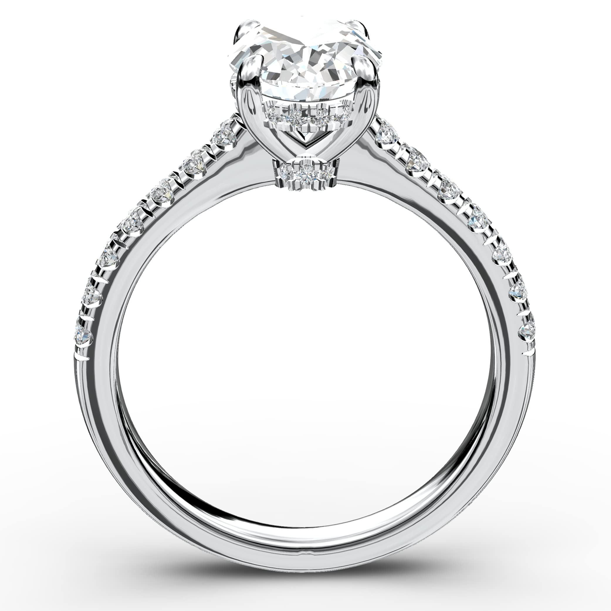 3.46 Carat Moissanite Rings, Sterling Silver with 18K White Gold Plated Solitaire Engagement Ring, Silver, Moissanite