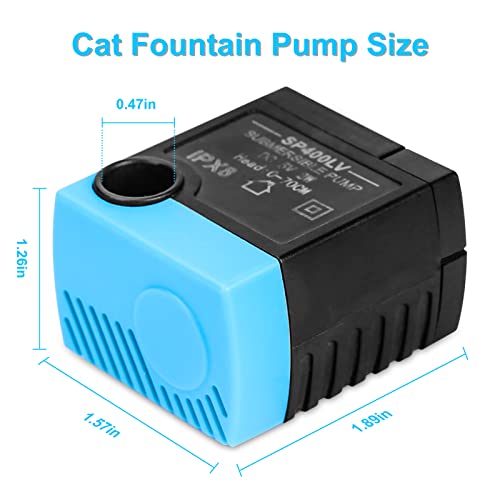 Carcent SP-400LV Cat Water Fountain Pump, Cat Fountain USB Replacement Pump with Adapter Compatible with Drinkwell Ceramic, Butterfly, Seaside, Stainless Steel, 360 Plastic Pet Water Fountain