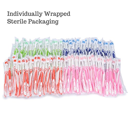 G-Smile 144 Individually Wrapped Disposable Toothbrushes, Regular Size Head, Soft Bristle, Color Vary, Convenient & Affordable (Soft)