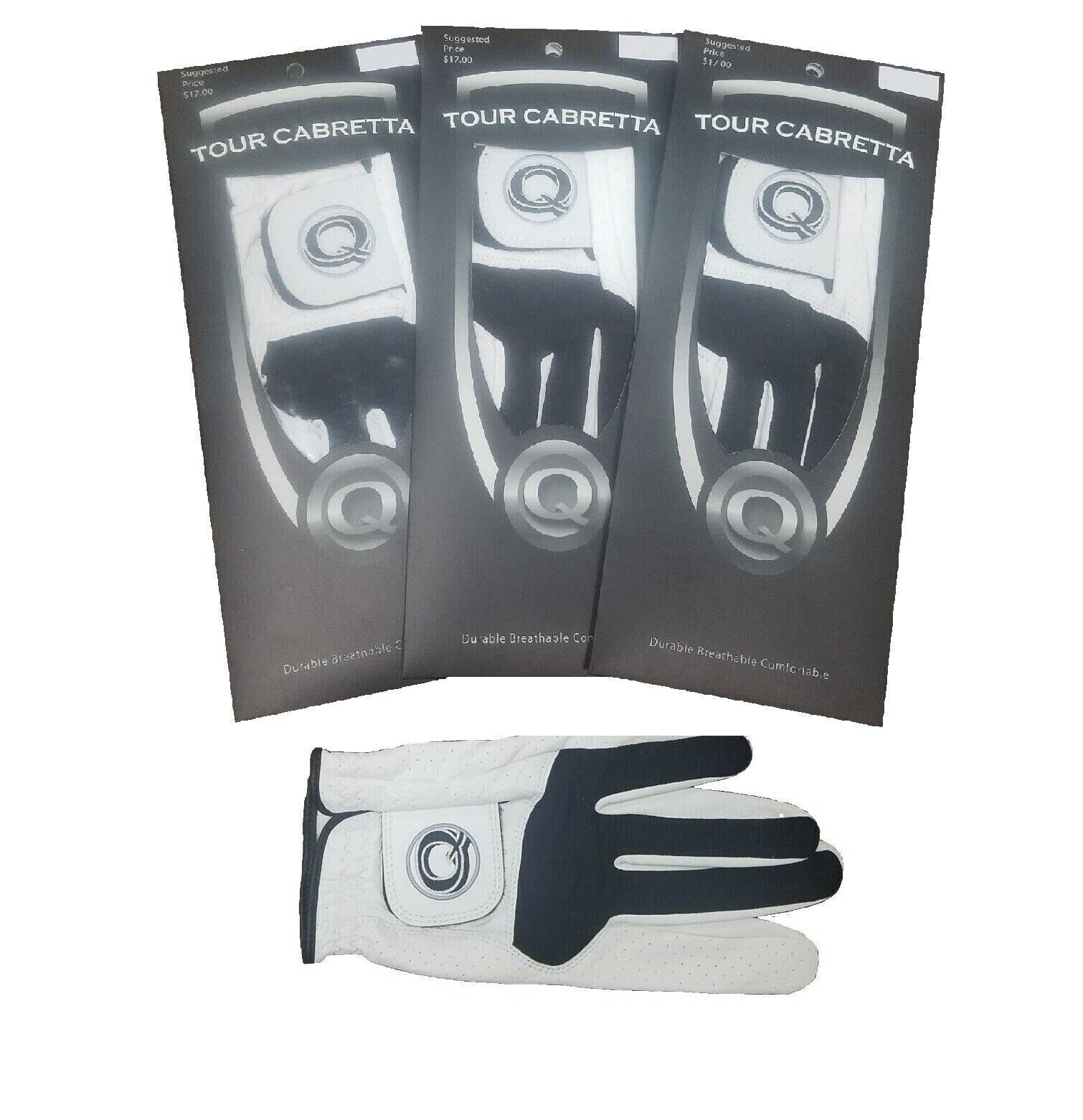4 Pack Q Tour Cabetta Leather Golf Gloves Left Hand Glove for Right Hand Golfer (Mens XXX Large)