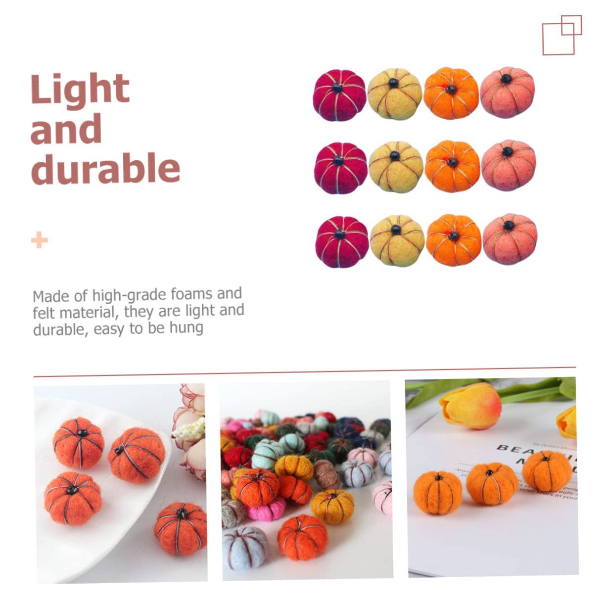 Abaodam 12pcs Felt Pumpkins Artificial Gourds and Pumpkins Pumpkin Table Centerpieces Artificial Pumpkins for Crafts Fall Party Ornament Thanksgiving Party Supplies Foam Accessories Autumn