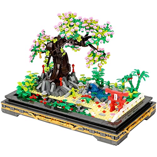Dahuiby Creative Bonsai Tree Building Bricks,Japanese Style Sakura Bonsai Building Blocks,Building House Set for Adults and Kids 1469 PCS
