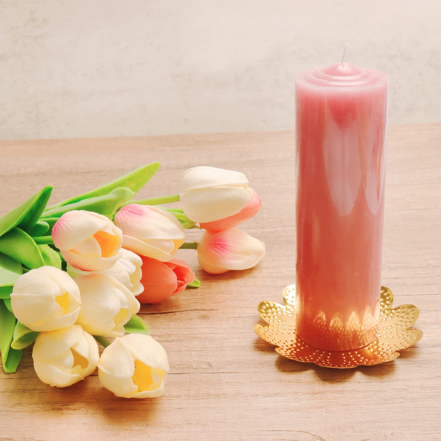 4 Pack 2 x 6 Inch Taper Pillar Candles Scented Pillar Candles for Home Restaurants Church Weddings Party Suppies,Pink