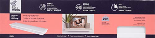 HIGH & MIGHTY 515610 Decorative 24" Floating Shelf Holds up to 20lbs, Easy Tool-Free Dry Wall Installation, Beveled, Retail Packaging, White