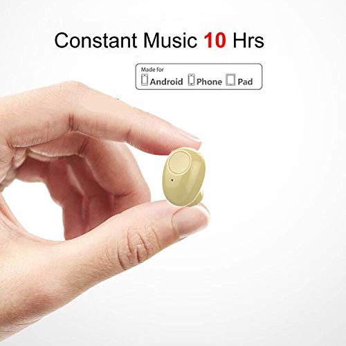 NVAHVA Single Bluetooth Earpiece10 Hrs Playtime,Wireless Headphone, Mini Bluetooth Headset Hands-Free Car Earphone,Cell Phone Bluetooth Earbud for iOS Android Smart Phones PC TV Audiobook (Beige)
