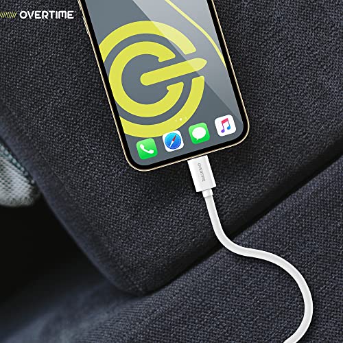 Overtime iPhone Charger Cable 6 Foot, Apple MFi Certified Lightning Cable 6ft USB Cord for iPhone 14/13/12/11/Pro/Max/Mini/SE/XR/XS/X/8/7/Plus/6/6S, iPad/iPad Air 2/Mini 4/3/2, White