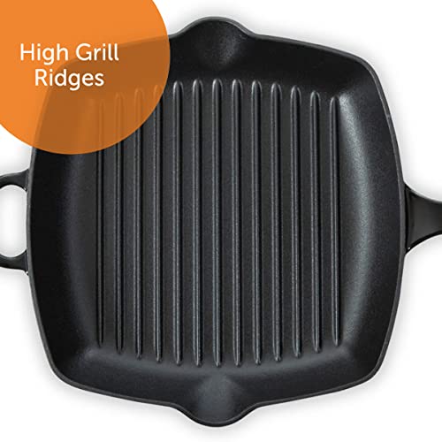 BK Bourgogne Enameled Cast Iron Induction Nonstick Grill Pan, PFAS Free, Dishwasher Safe, Jet Black