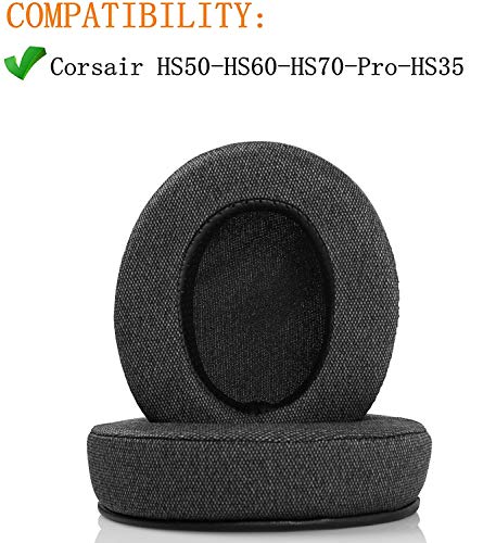 Replacement Ear Pads Cups Cushion Compatible with Corsair HS50 HS60 HS70 Pro Gaming Headset Headphones Earmuffs (Style 3)