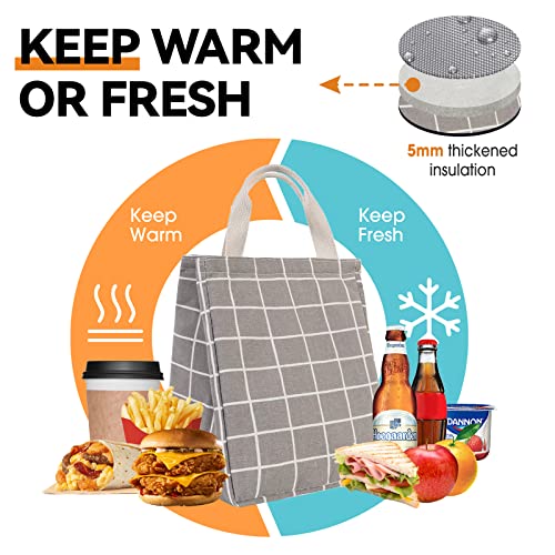 HOMESPON Reusable Lunch Bag Insulated Lunch Box Canvas Fabric with Aluminum Foil, Lunch Tote Handbag for Women,Men,Office