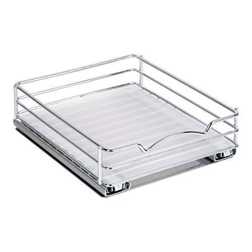 Pull Out Spice Rack Organizer for Cabinet, Heavy Duty-5 Year Limited Warranty, Chrome 8-3/8"Wx 10-3/8"D x 2-1/8 H Slide Out for Upper Kitchen Cabinets and Pantry, Fits Spices, Sauces, Canned Food etc.