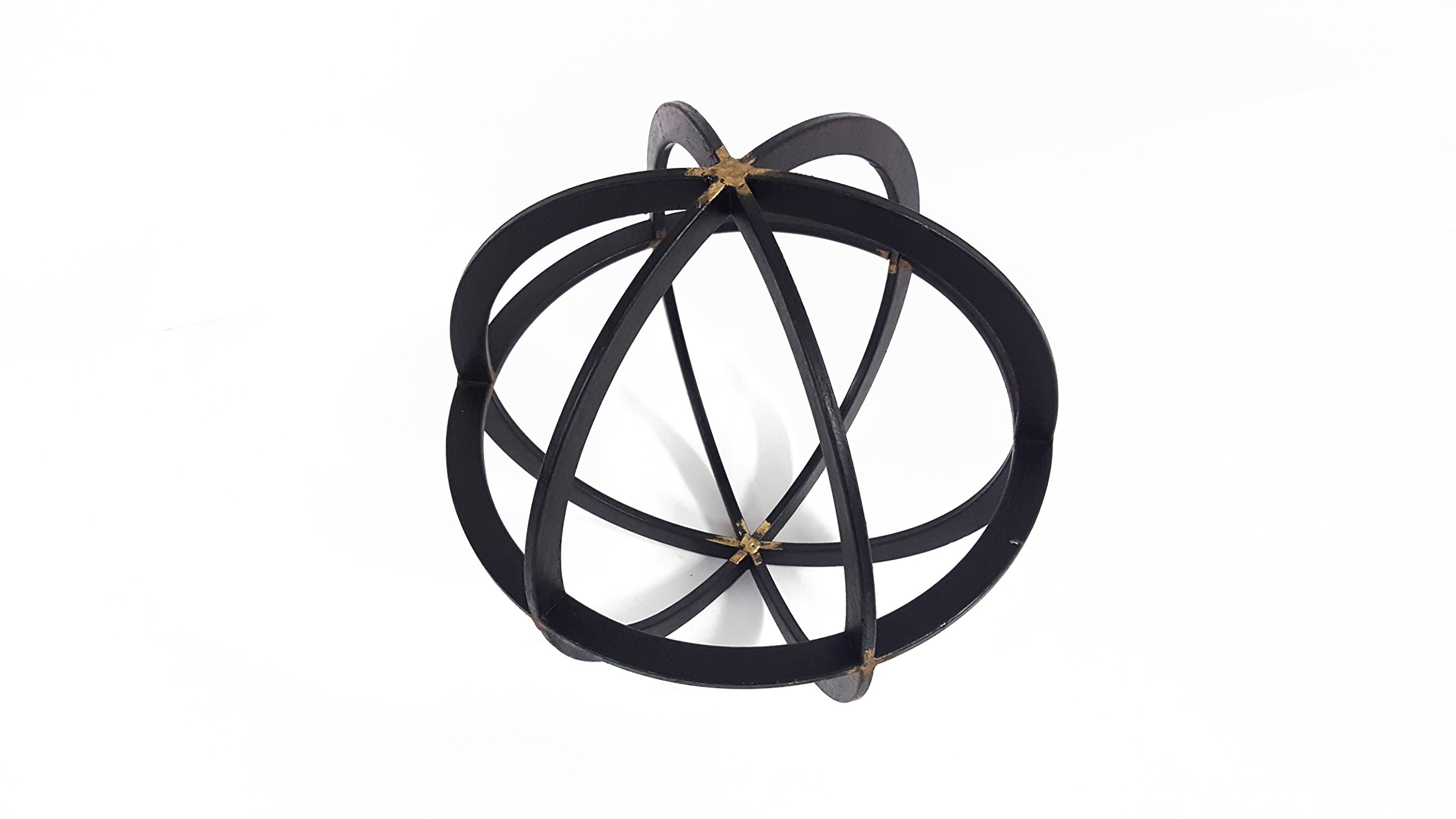 Black & Gold Iron Sphere - 10 inches - Decorative Bands Metal Sculpture - Modern Home Decor Accents - Tabletop Decorations for Living Room, Kitchen, Bedroom - Centerpiece for Coffee Table, Side Tables