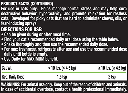 Liquid-Vet by Reliant Health Brands Feline Calm & Content Advanced Formula, 8oz, Unflavored