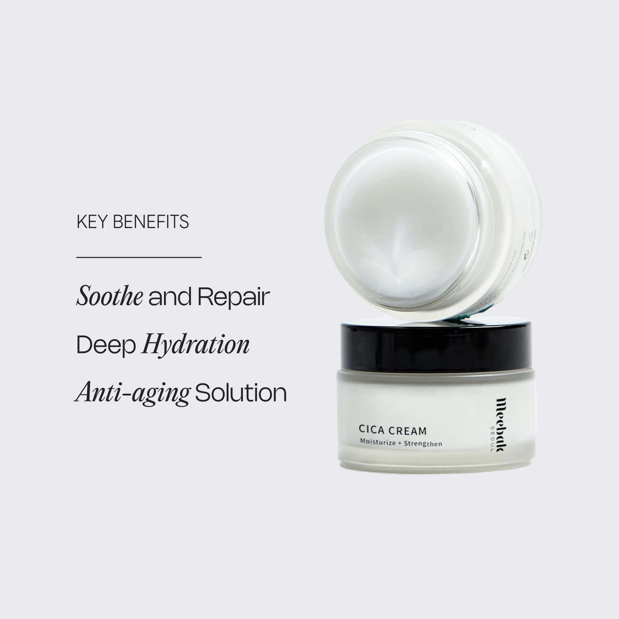Meebak Cica Cream | Daily Repair Moisturizer with Niacinamide, Ceramide, & Retinol | Deep Hydration & Soothing | Locks in Moisture | Suitable for Sensitive Skin