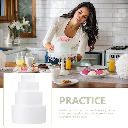 Abaodam 4pcs Cake Embryo Model Foam Cake Model Cake Foam Cake Decorating Stand Cilindros Para Decoraciones De Fiestas Piec Cake Decorating Model Foams With Cover White Decorative Frame