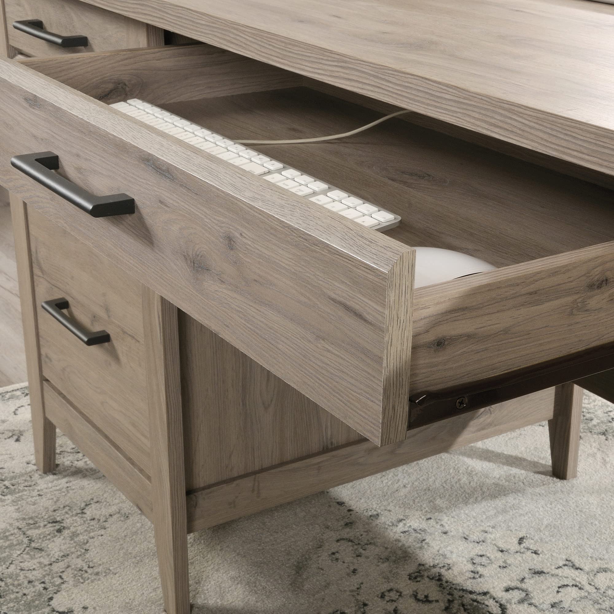 SauderĀ® Summit Station 66"W Executive Computer Desk, Laurel Oak