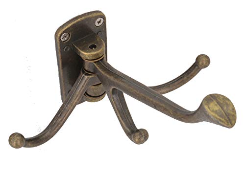 OVOV Rustic Tirple Swivle Hook Zinc Alloy Wall Mounted Coat Hook Multifunctional Foldable Decoration Robe Hook(Antique Bronze)