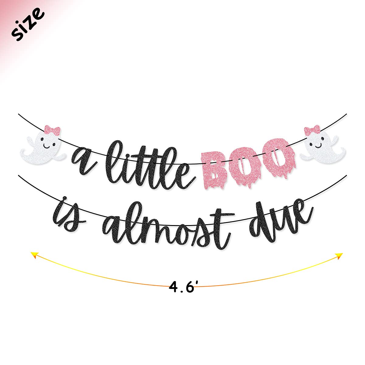 A little Boo Is Almost Due Banner for Halloween Girl Baby Shower Pink Black Girl Halloween Party Decorations