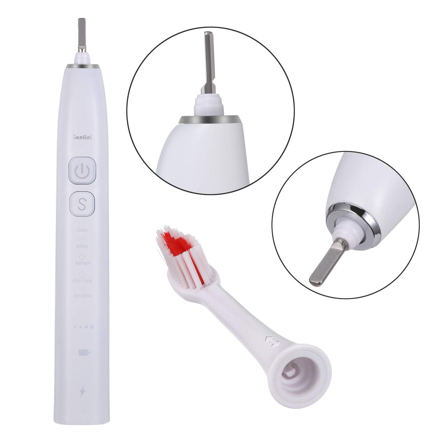 URYOUTH Ultra Whitening Toothbrush - 5 Brush Heads & Travel Case (White)