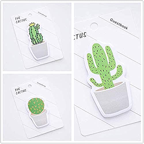 JeVenis 19 Pcs Cactus Ballpoint Pen Cactus Black Ink Writing Pens with Cactus Pencil Pouch Cactus Clip Cactus Notes Sticker for Office Home Supply Gift