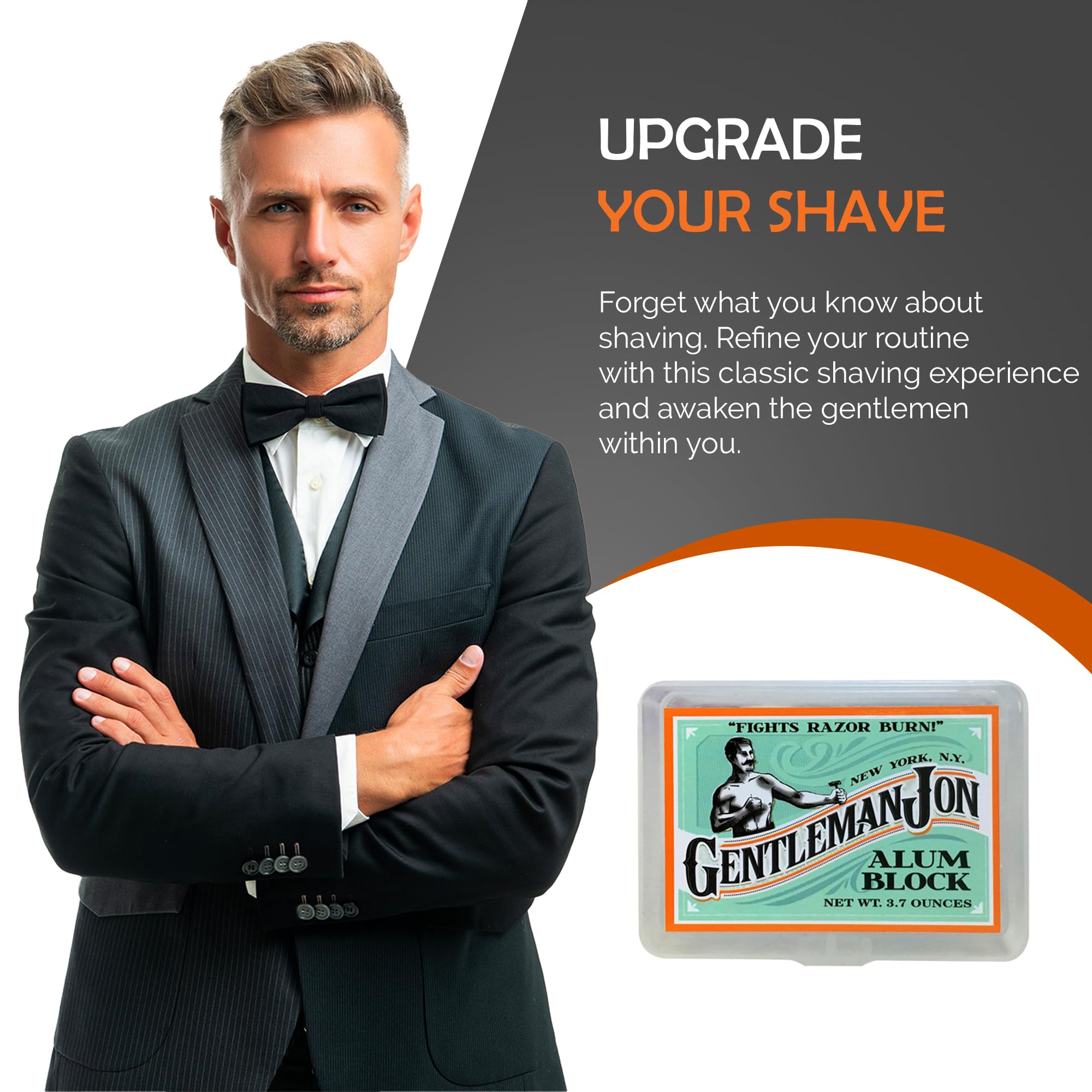 Gentleman Jon 3.7 Ounce Alum Block in Plastic Case | Upgrade Your Shave - Soothing Aftershave Solution for Shaving Razor Burn Relief - Travel Friendly Durable Plastic Case Included