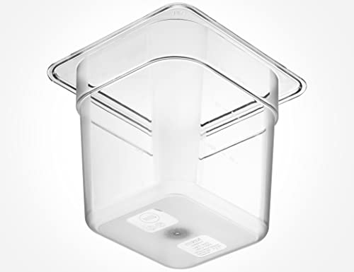 CURTA 6 Pack NSF Food Pans, 1/6 Size 6 Inch Deep, Commercial Polycarbonate Plastic Clear Freezer-Safe