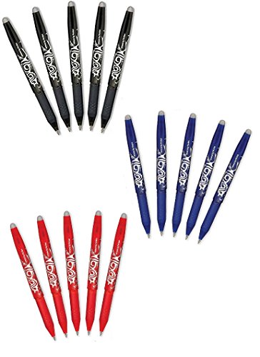 Pilot FriXion Ball 0.7mm Erasable Gel Pens, Fine Point, Black Ink, Pack Of 6 (15-Pack Bundle)