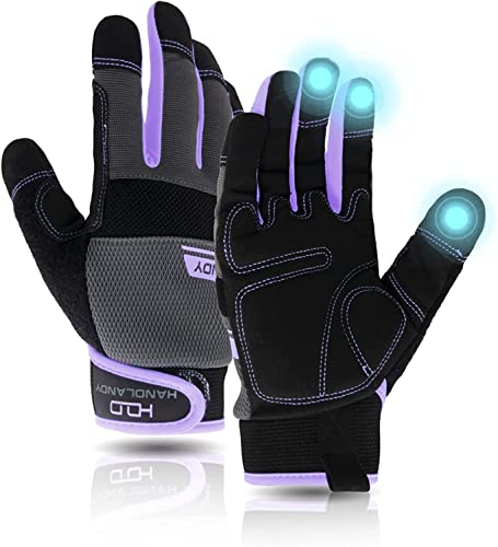 AIGEVTURE Utility Work Gloves Women, Safety Mechanic Working Gloves Touch Screen,Flexible Breathable Yard Work Gloves